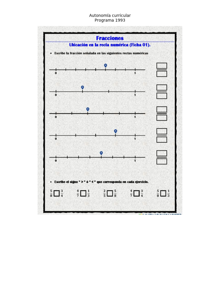 Fracciones en La Recta Numerica | PDF