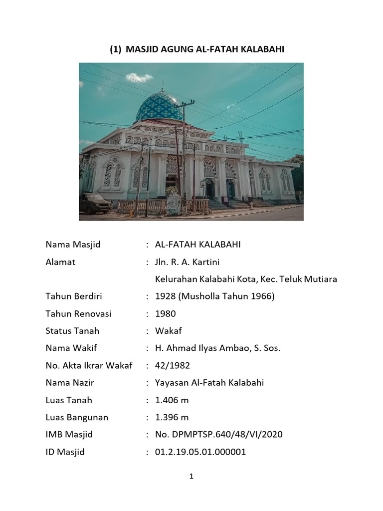 Profil Masjid Kabupaten Alor 2020 - Edit - 24 | PDF