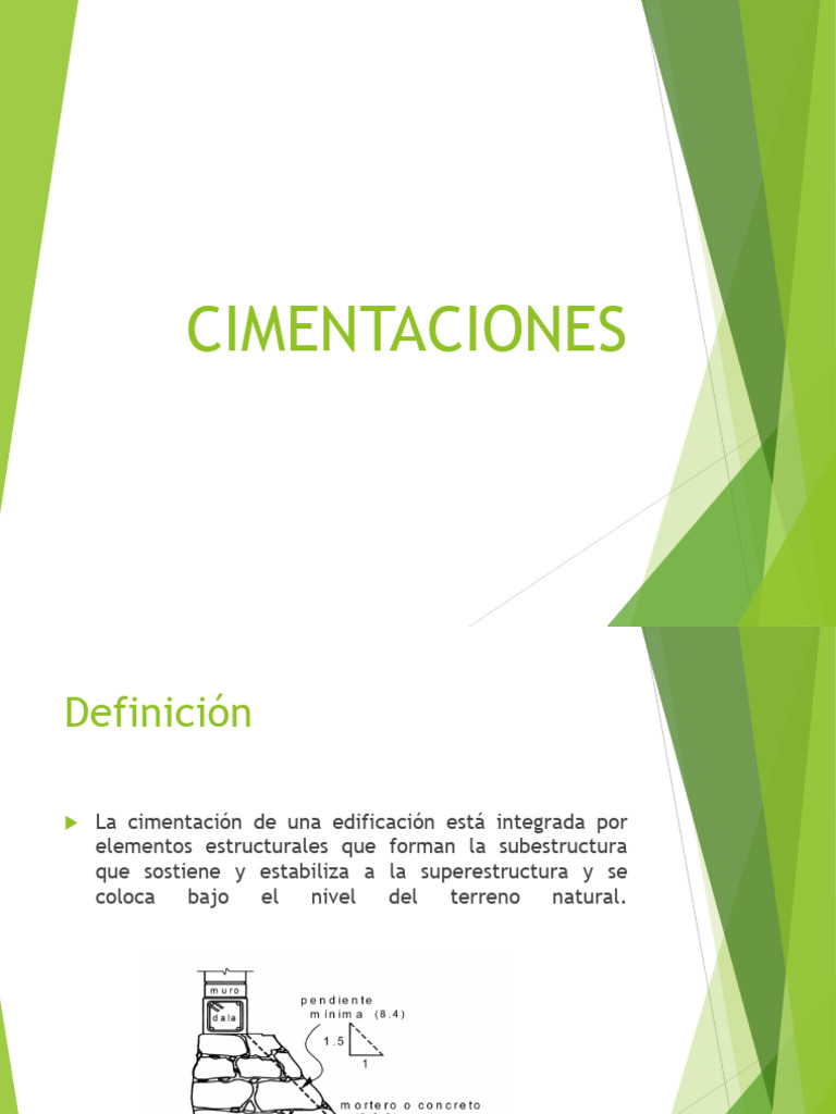 Presentación Cimentaciones | PDF | Fundación (Ingeniería) | Fundación profunda