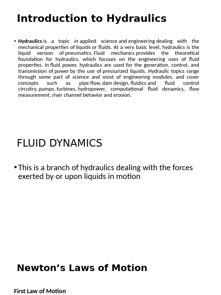 Hydraulics Lec - 1 | PDF | Fluid Dynamics | Reynolds Number