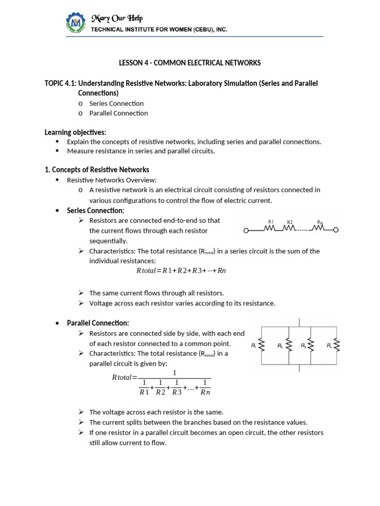 L4.1 - Resistive Networks (Laboratory) | PDF | Electrical Resistance And Conductance | Resistor