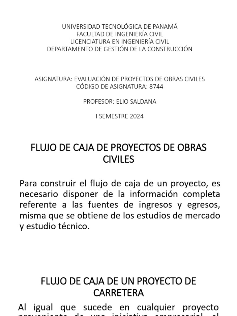 CLASE 6 EPOC (I 2024) Ejm Flujo de Caja | PDF | Flujo de efectivo | La carretera