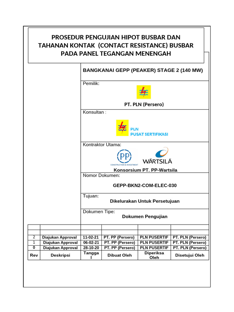 GEPP-BKN2-ELEC-COM - 030 - HIPOT - Contact - Resistance - Busbar - MV (Rev.1) | PDF