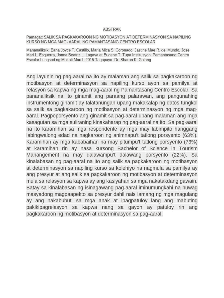 Halimbawa NG ABSTRAK | PDF