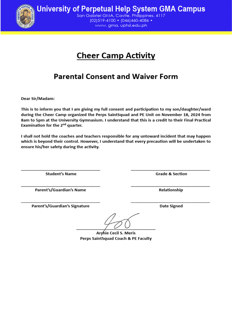 Cheer Camp Waiver | PDF | Career & Growth | Lifestyle