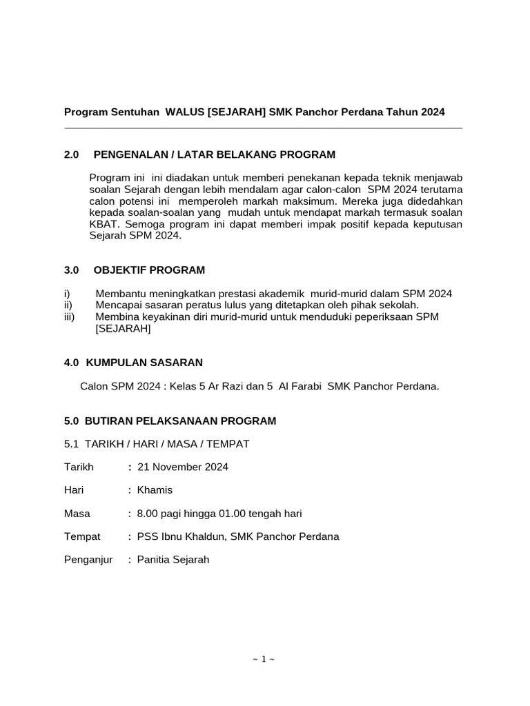 Program Sentuhan WALUS | PDF
