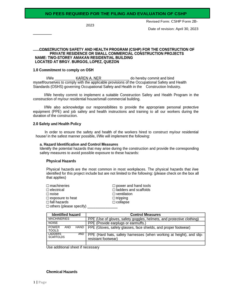 Form2B Template For-Residential-Buildings | PDF | Personal Protective ...