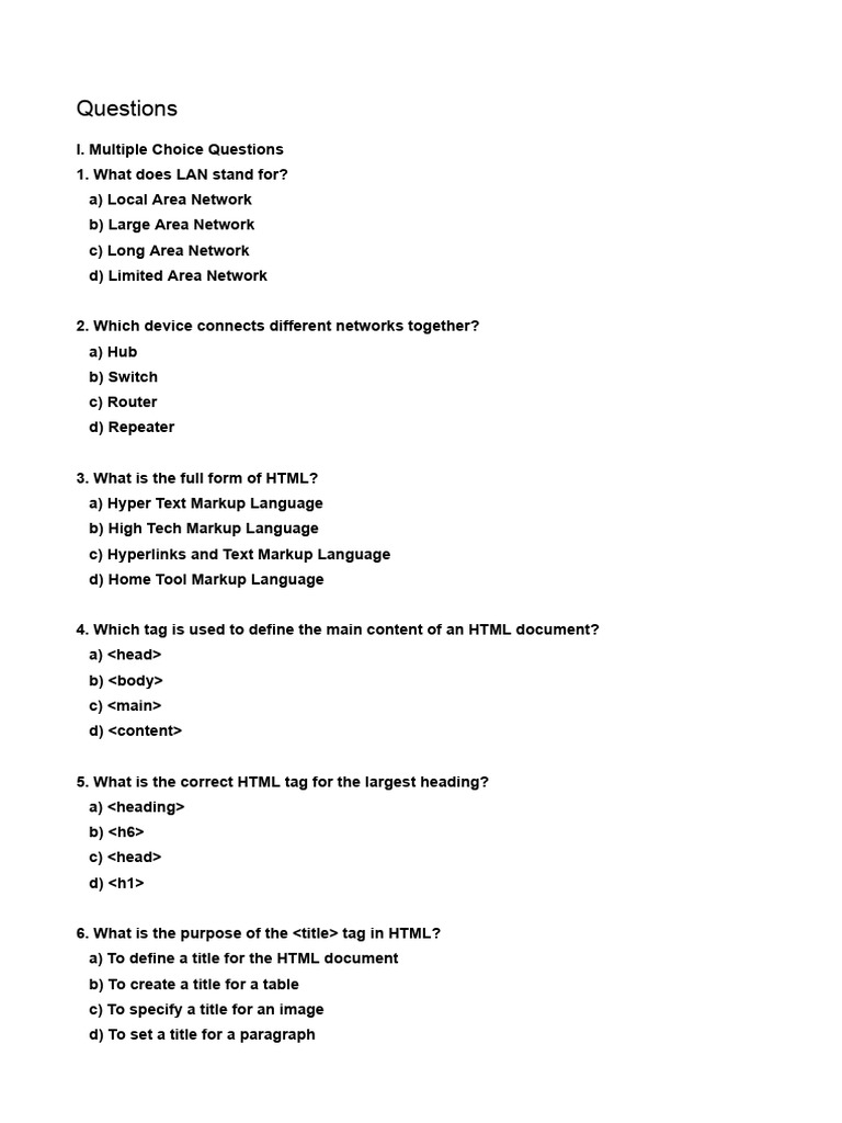 XI IT Part B Practice Set 1 | PDF | Computer Network | Html