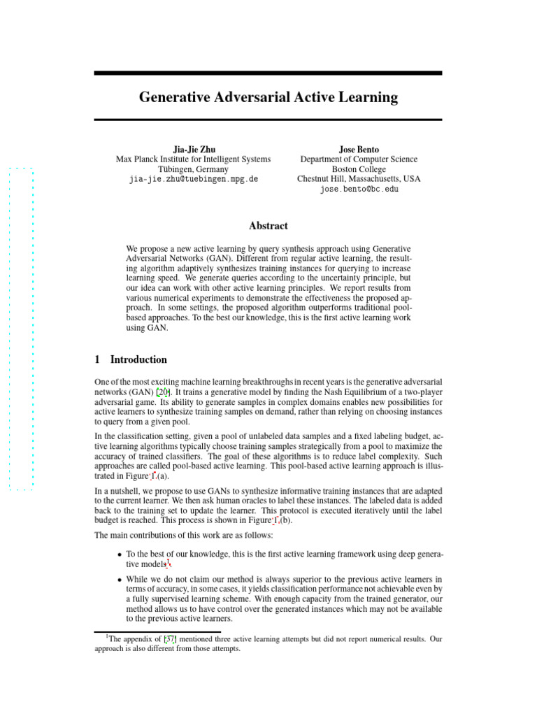 Zhu and Bento - 2017 - Generative Adversarial Active Learning | PDF | Support Vector Machine ...