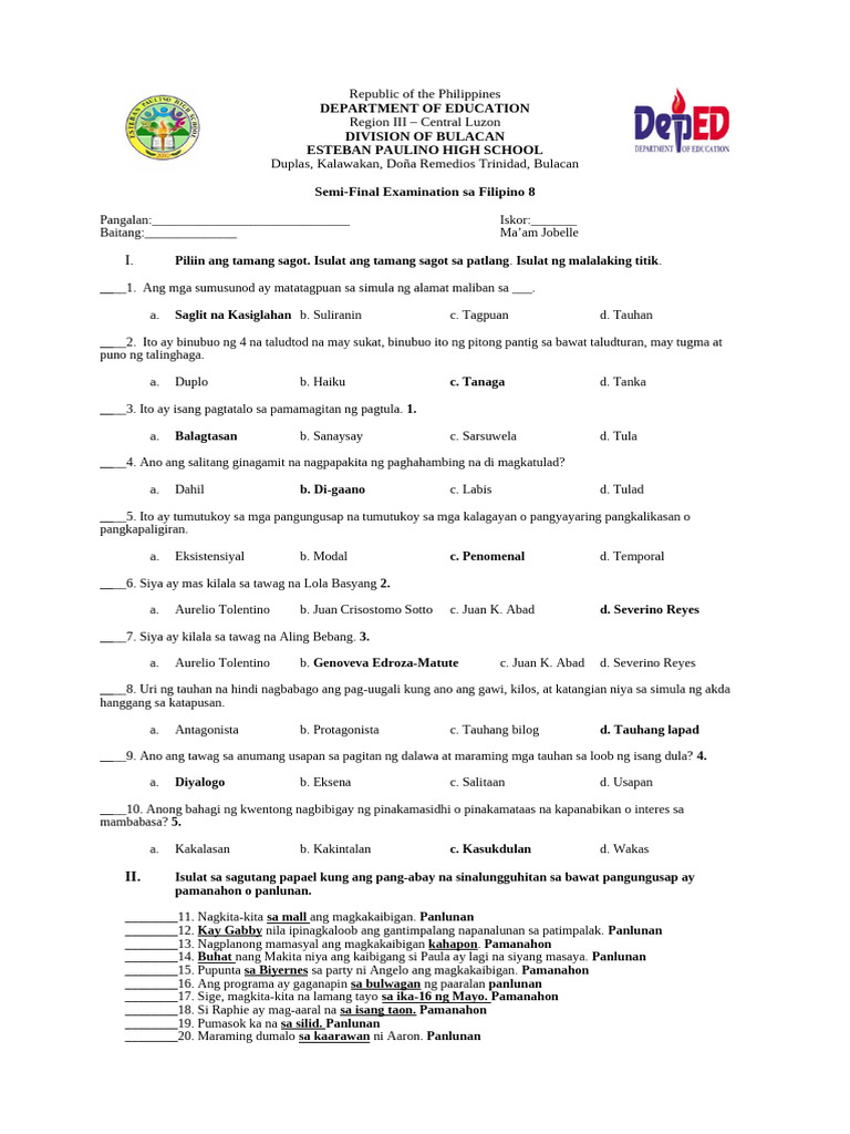 Filipino 8 | PDF