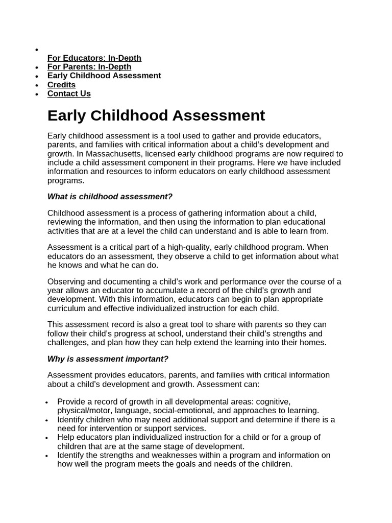 ECE Assessment Tips | PDF | Educational Assessment | Early Childhood Education