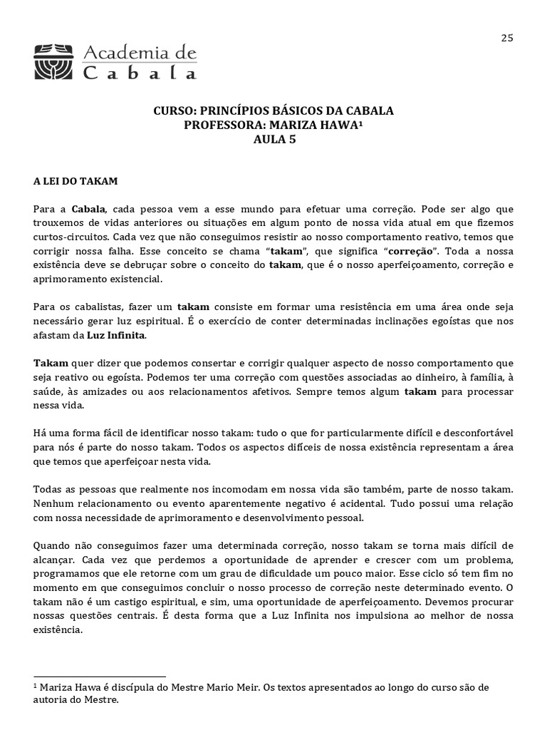Lei do Takam na Cabala: Correção Pessoal | PDF | Cabala | Aprendizado