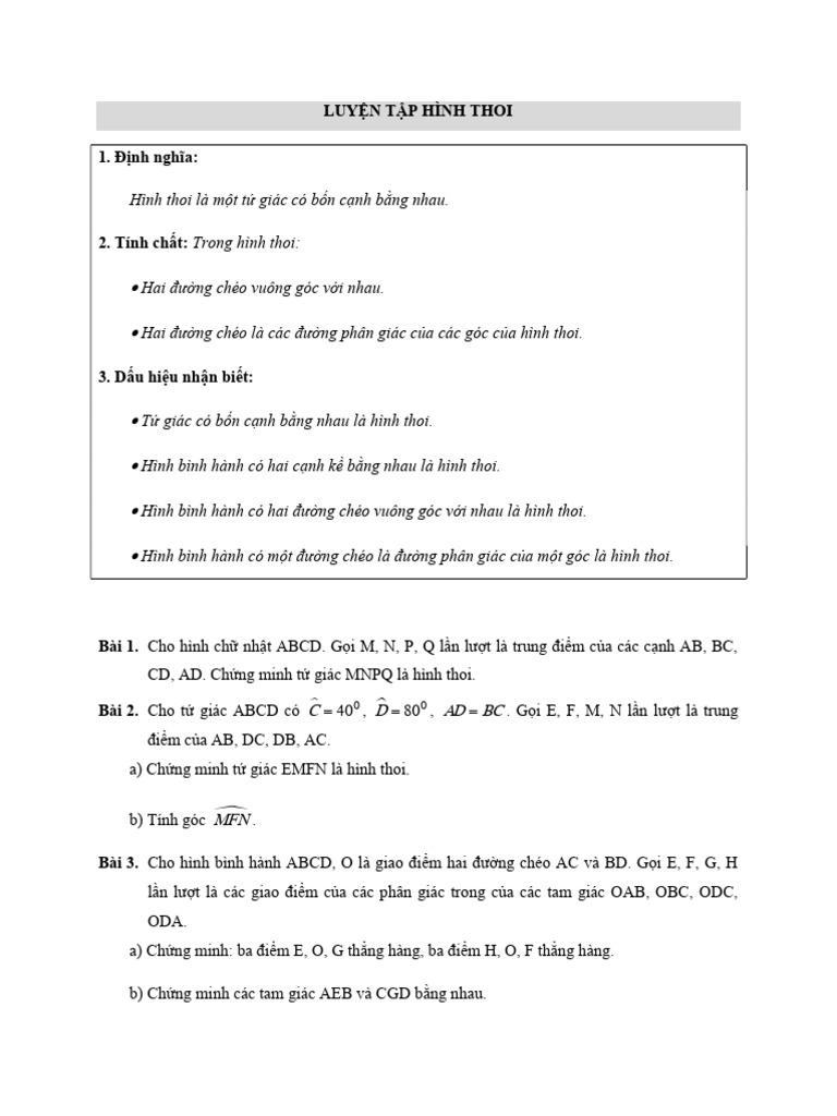 Luyen Tap Hinh Thoi | PDF