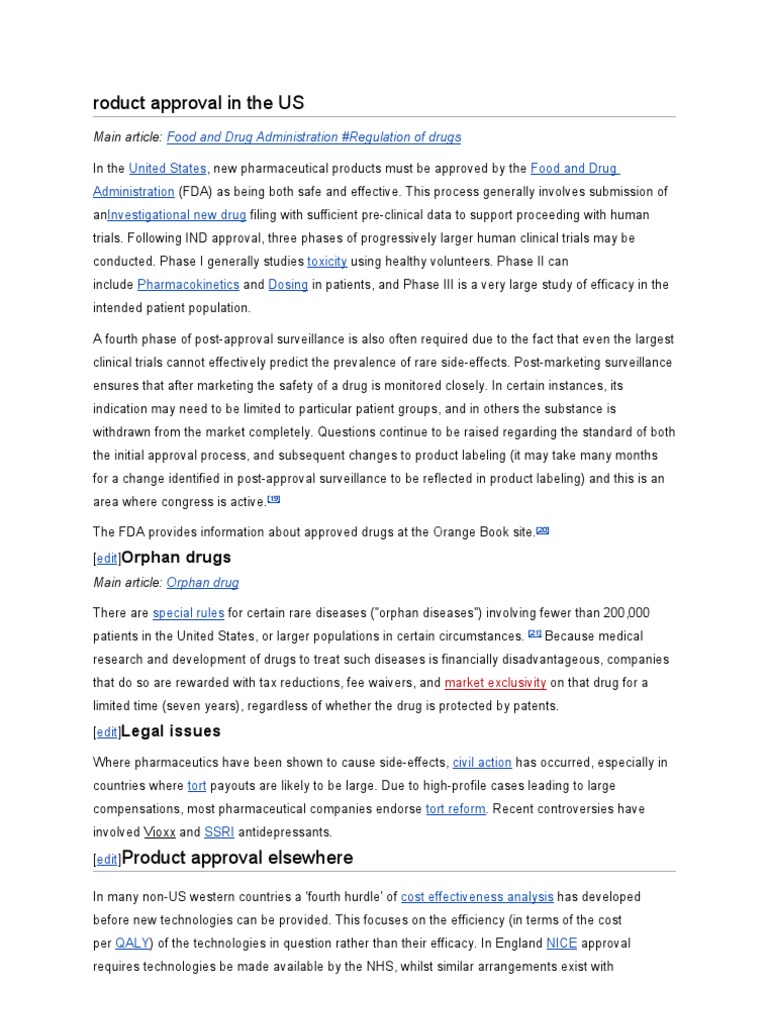 Roduct Approval in The US | PDF | Pharmaceutical Industry ...