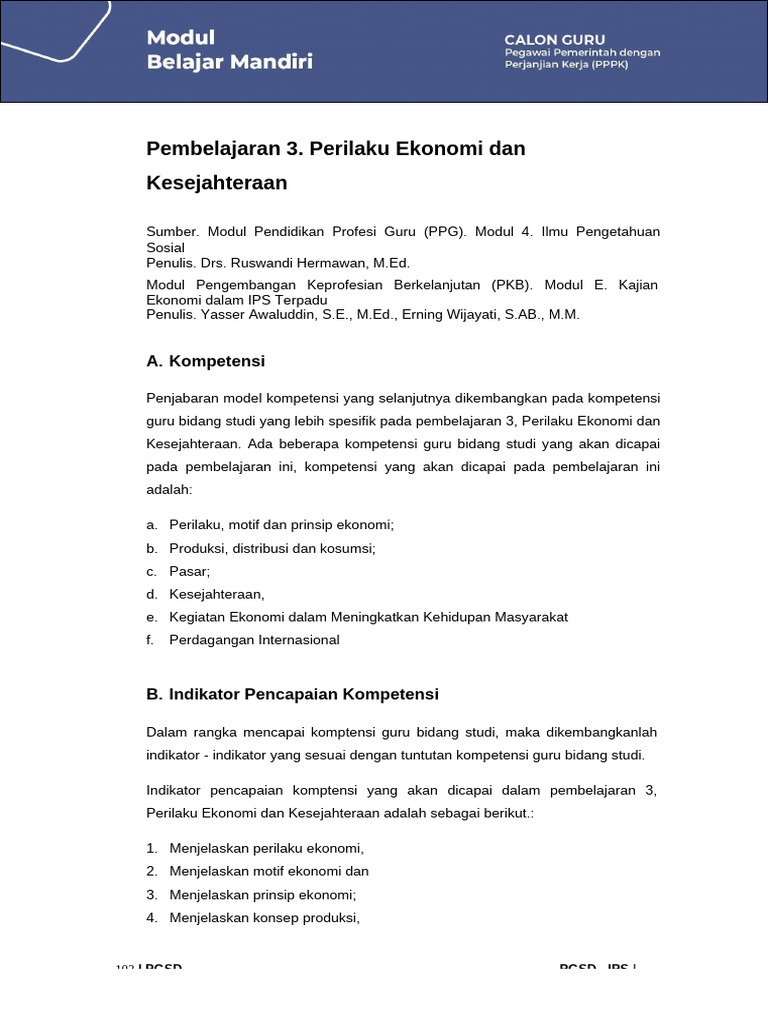 Modul Bahan Belajar PGSD-IPS 2021 - Pembelajaran 3 | PDF | Karier & Perkembangan