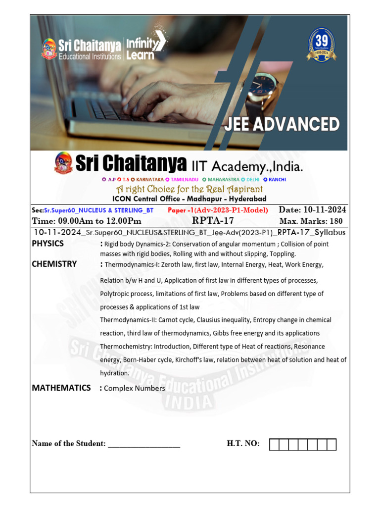 JEE Advanced 2023 Model Paper Guide | PDF | Mechanical Engineering ...