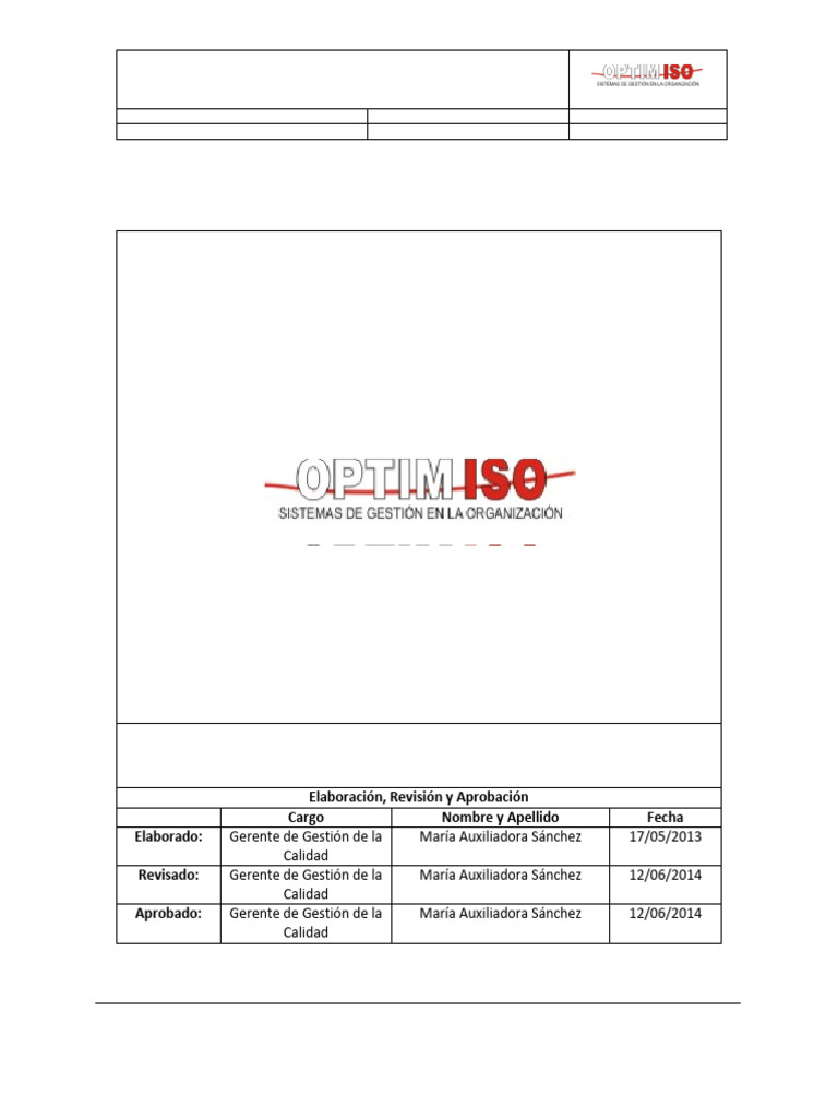 Elaborar Procedimientos Del SGC Optimiso | PDF | Riesgo | Gestión de la ...