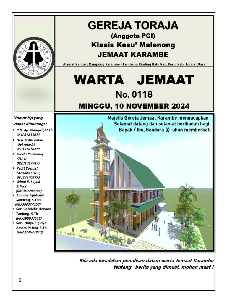 Warta Jemaat Karambe 10 Nov 2024 | PDF