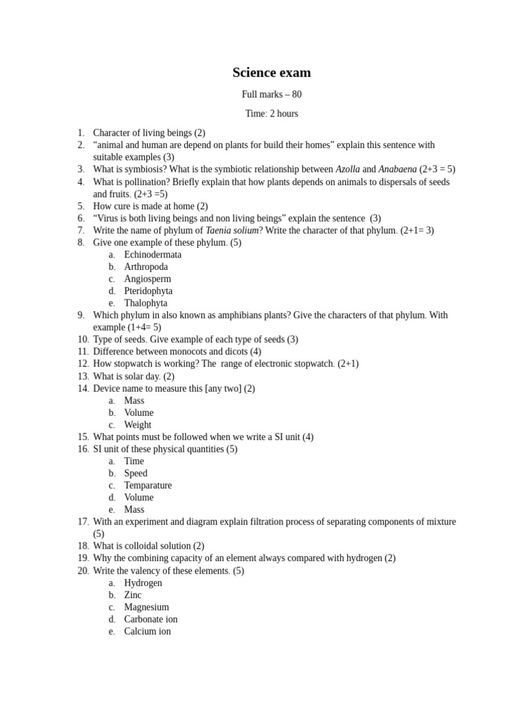 Science Exam Questions and Answers Guide | PDF | Teaching Methods ...