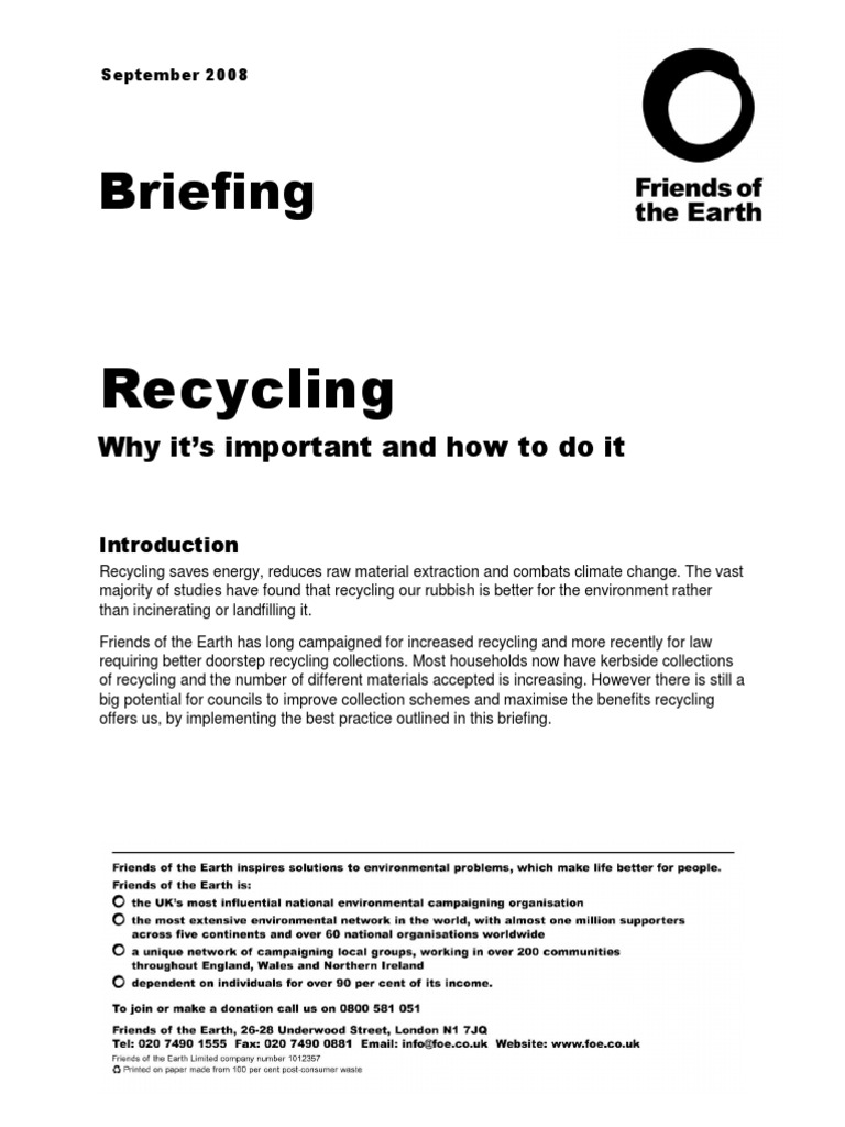 Recycling | PDF | Science & Mathematics | Technology & Engineering