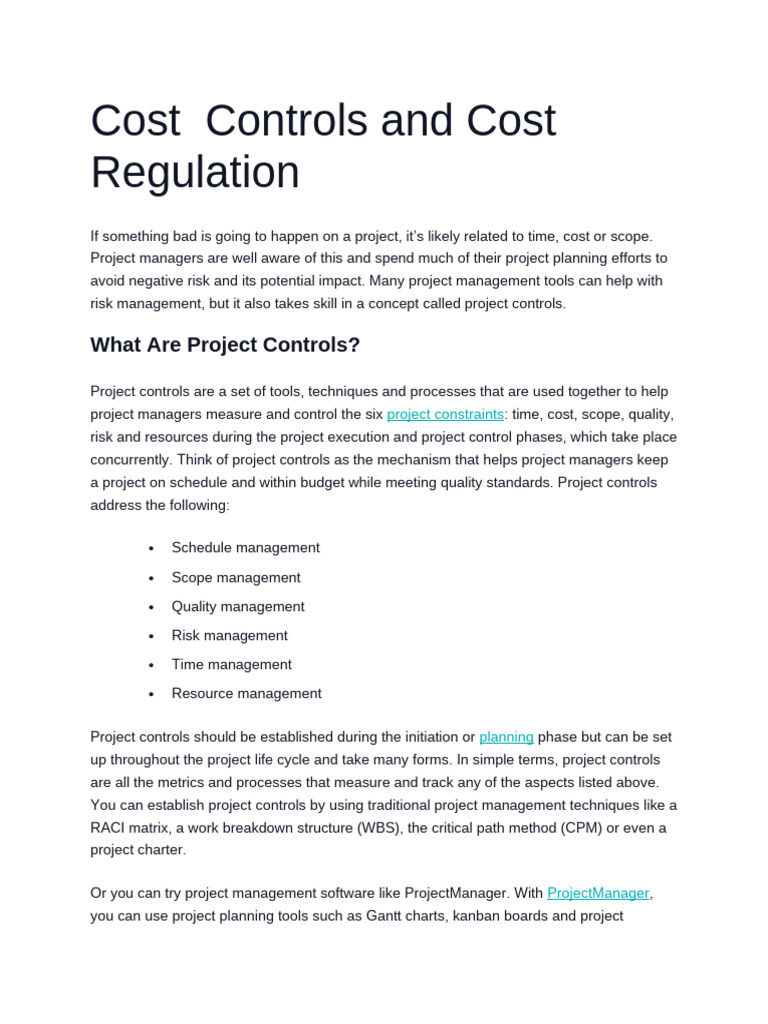 project control | PDF | Project Management | Business