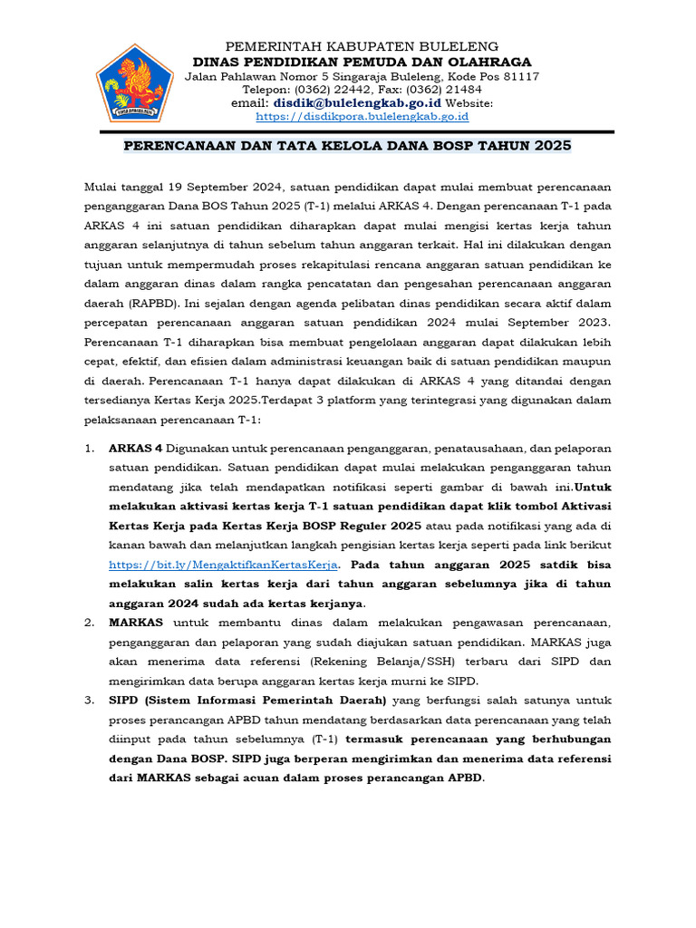 Juknis Dana BOSP 2025 dan ARKAS 4 | PDF