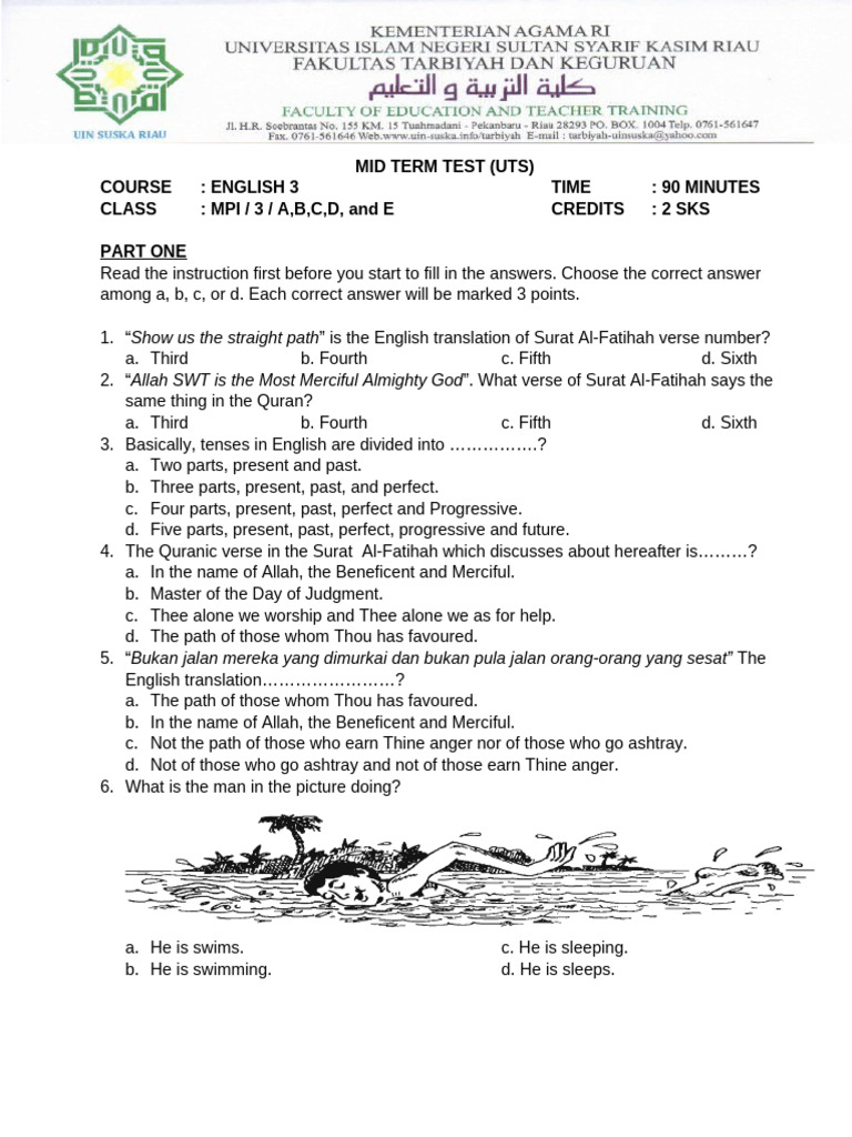 UTS English 3 Midterm Test 2022 | PDF | Thou