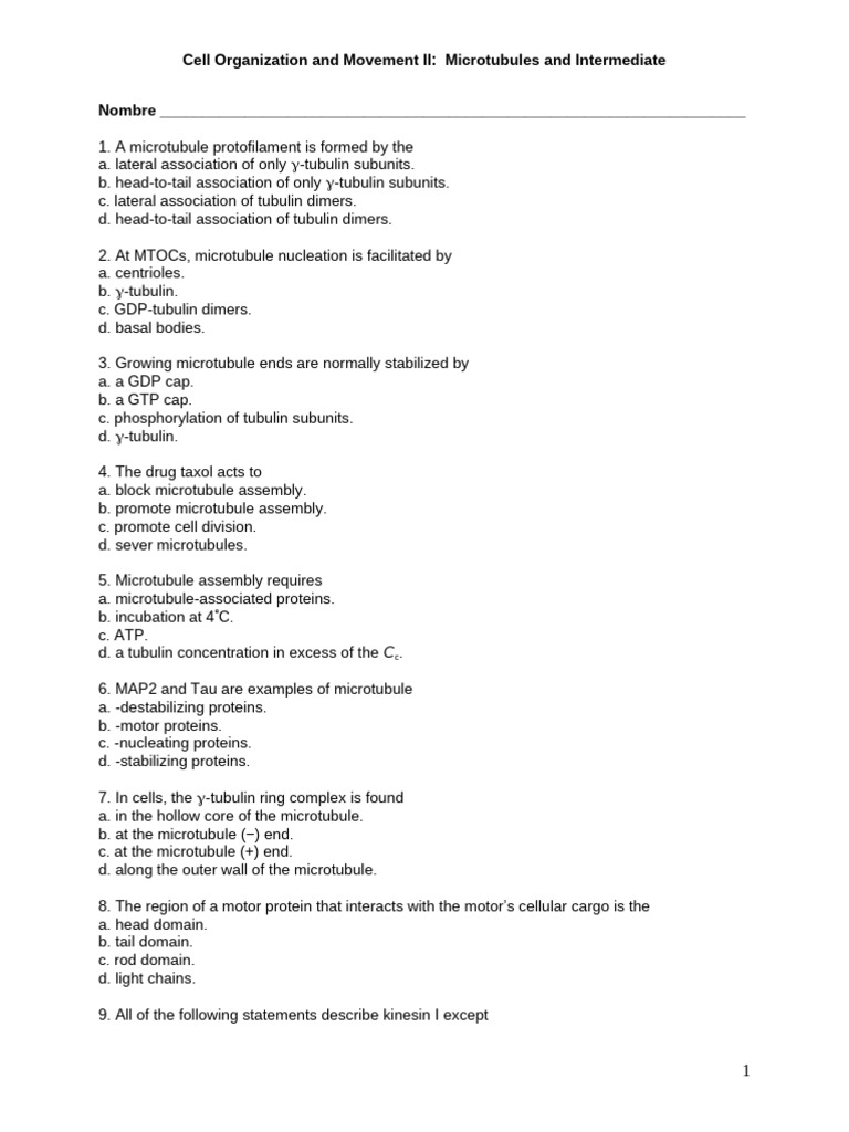 6e CH 18 Cell Organization and Movement II Microtubules and ...