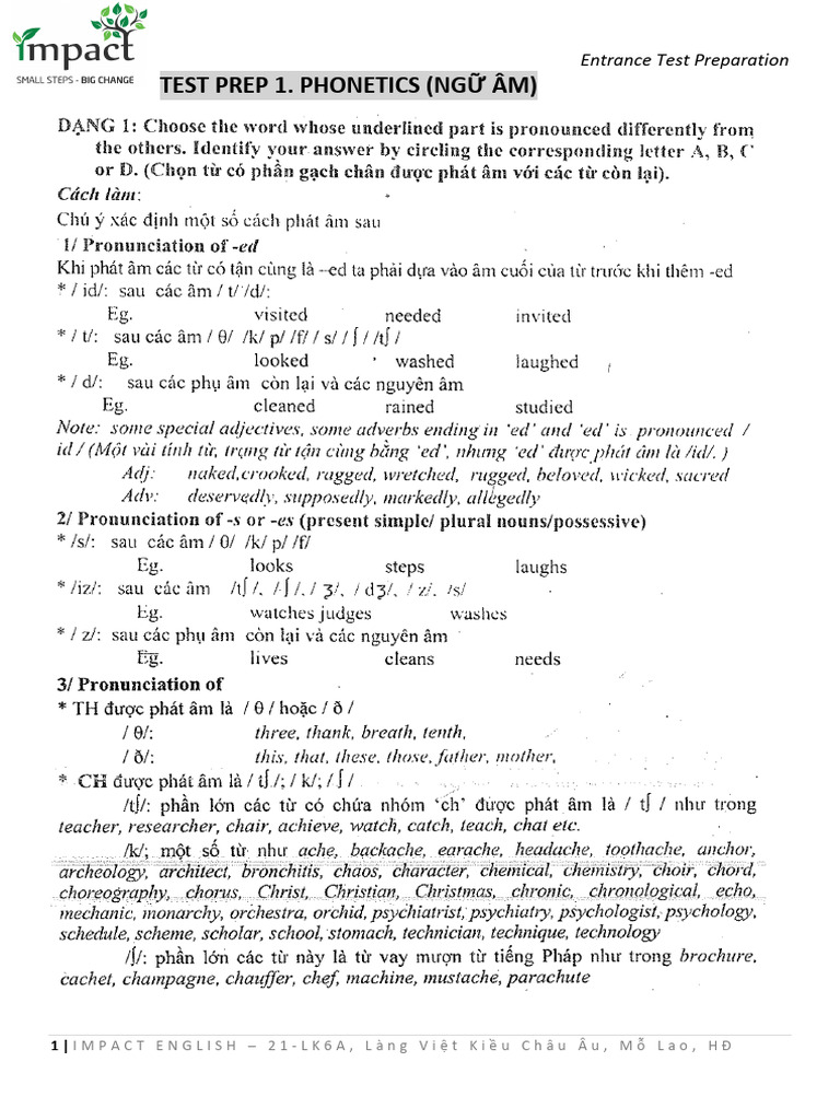 02.G2B02 - Test Prep 1 - Phonetics | PDF