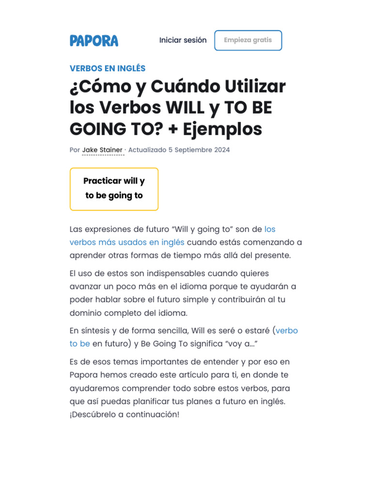 Uso de Will y Be Going To en Inglés | PDF | Verbo | Idioma en Inglés