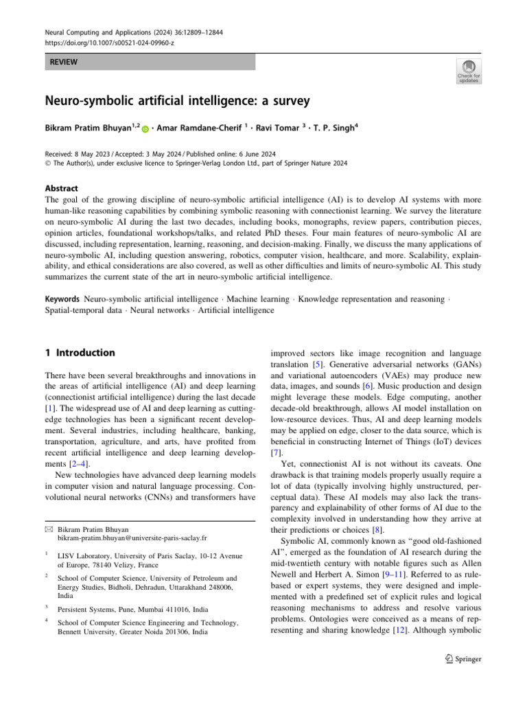 Neuro-Symbolic Artificial Intelligence: A Survey: Review | PDF | Artificial Intelligence ...
