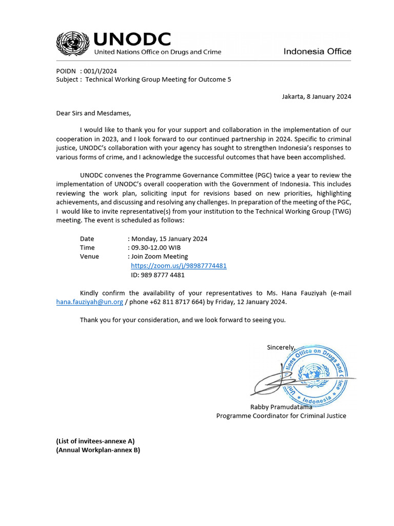 Undangan - Final - 14th TWG Invitation - Outcome - 15 Jan 2024 | PDF | National Security | Crime ...