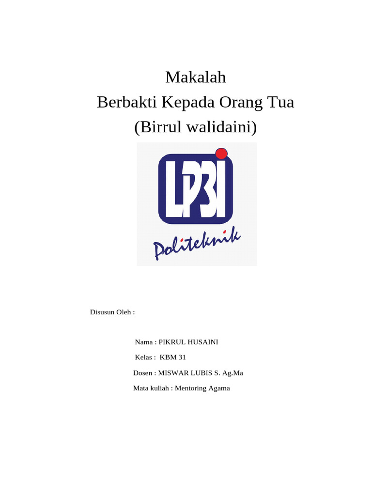 Makalah Berbakti Kepada Orang Tua | PDF