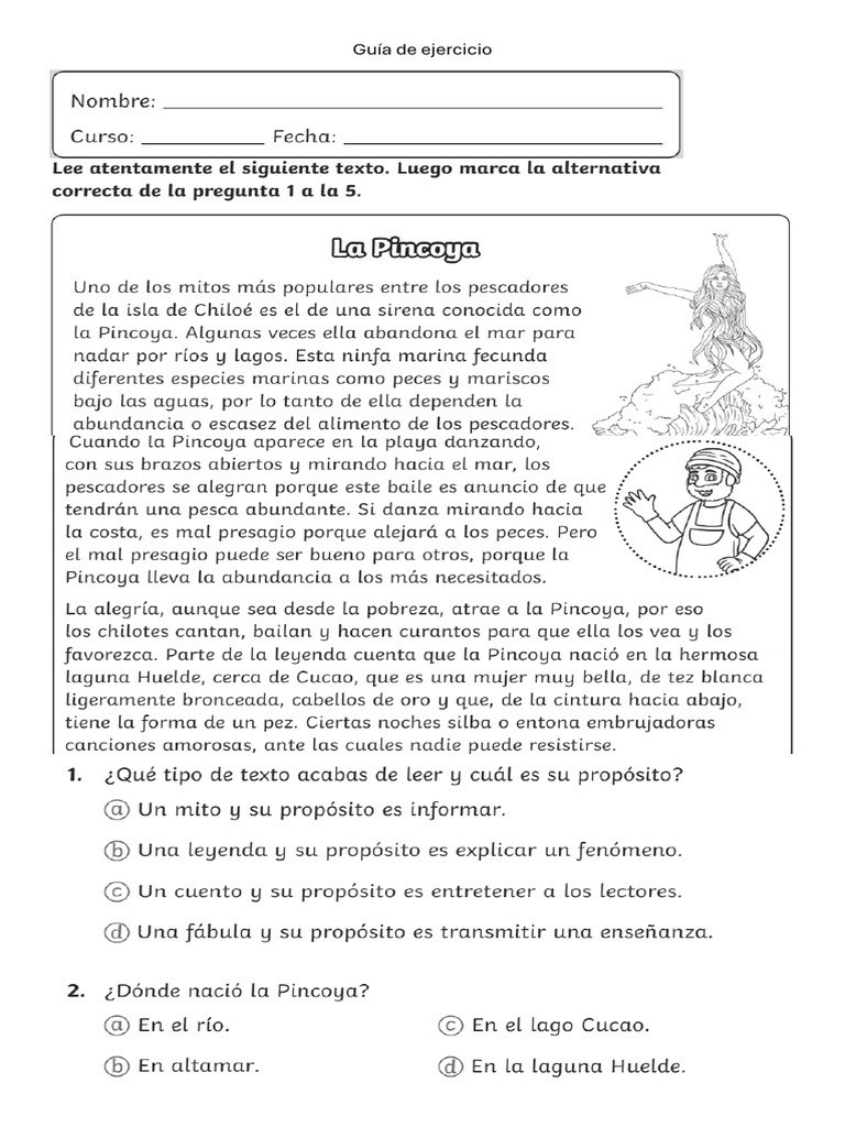 Comprension Lectora Mito y Leyenda | PDF