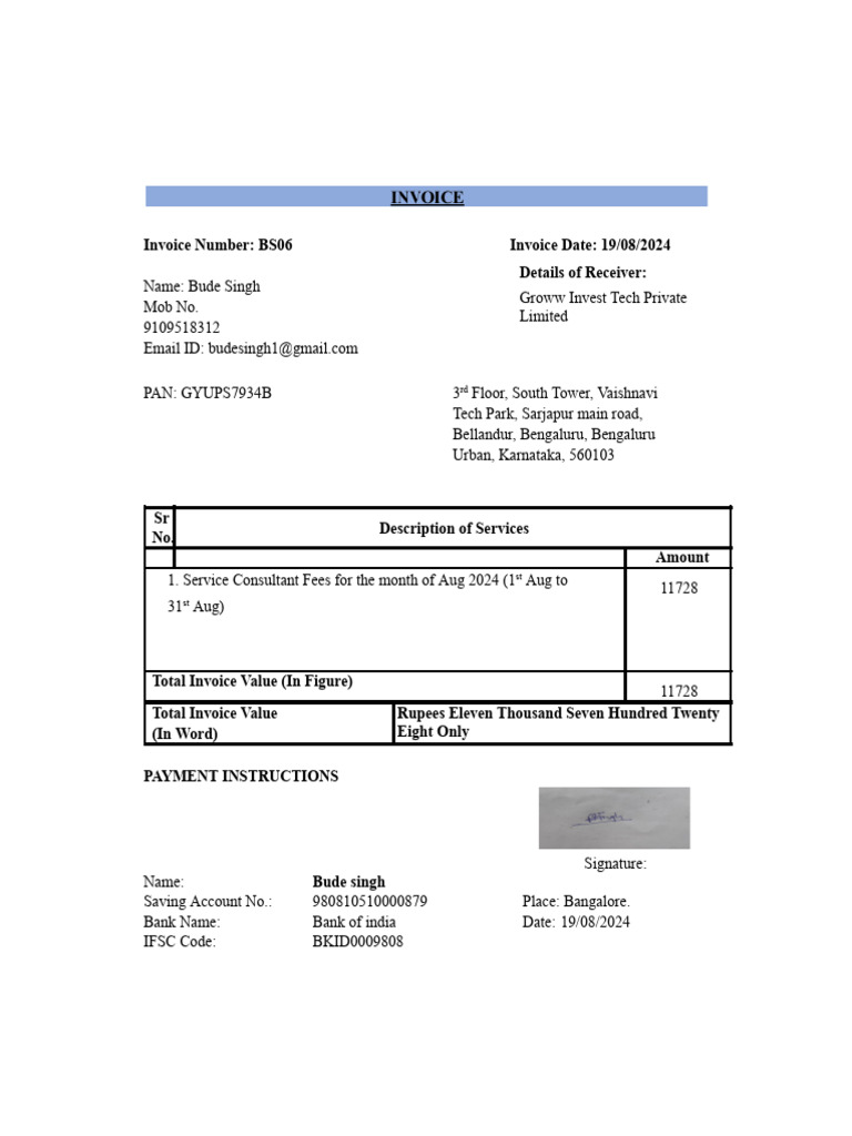 Invoice Formatt - GIT | PDF