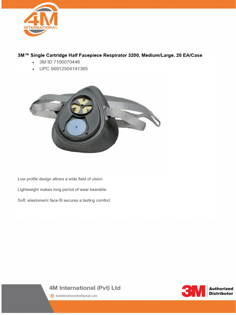 3M ID 7100070446 UPC 56912504141365: 3M Single Cartridge Half Facepiece ...