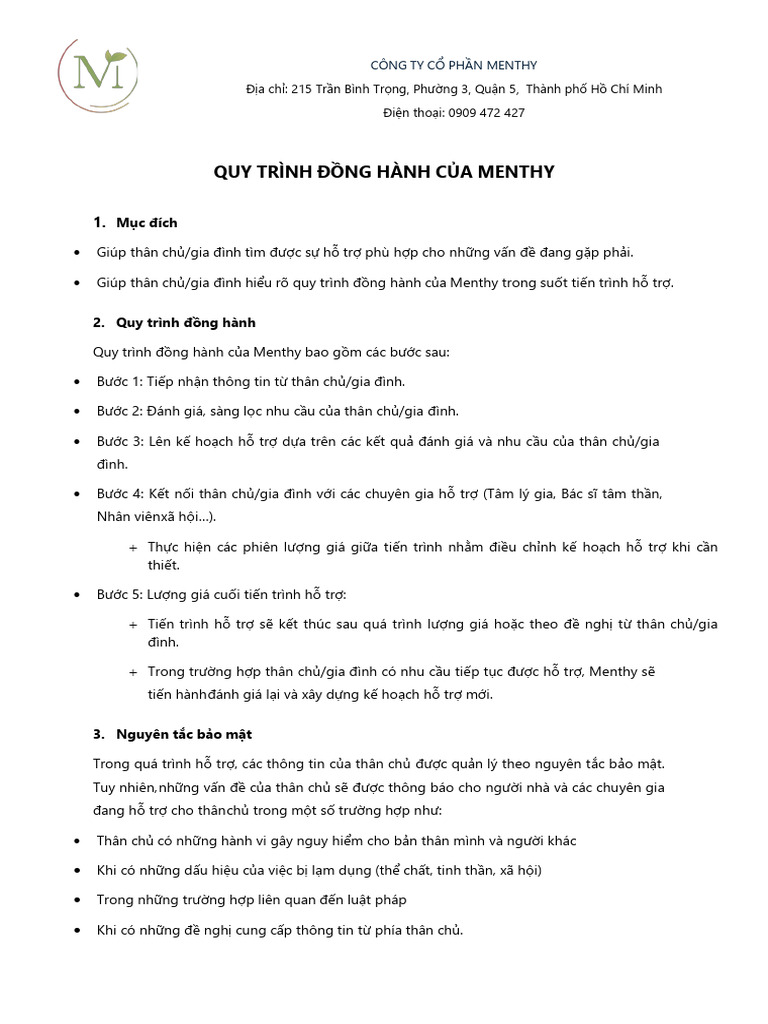 Menthy - Quy Trình Đ NG Hành | PDF