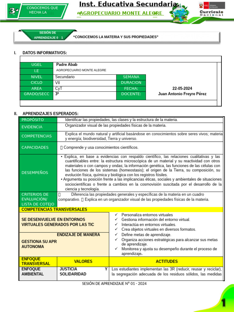 A3º Ses Act 1-Cyt-U1 | PDF | Maestros | Aprendizaje