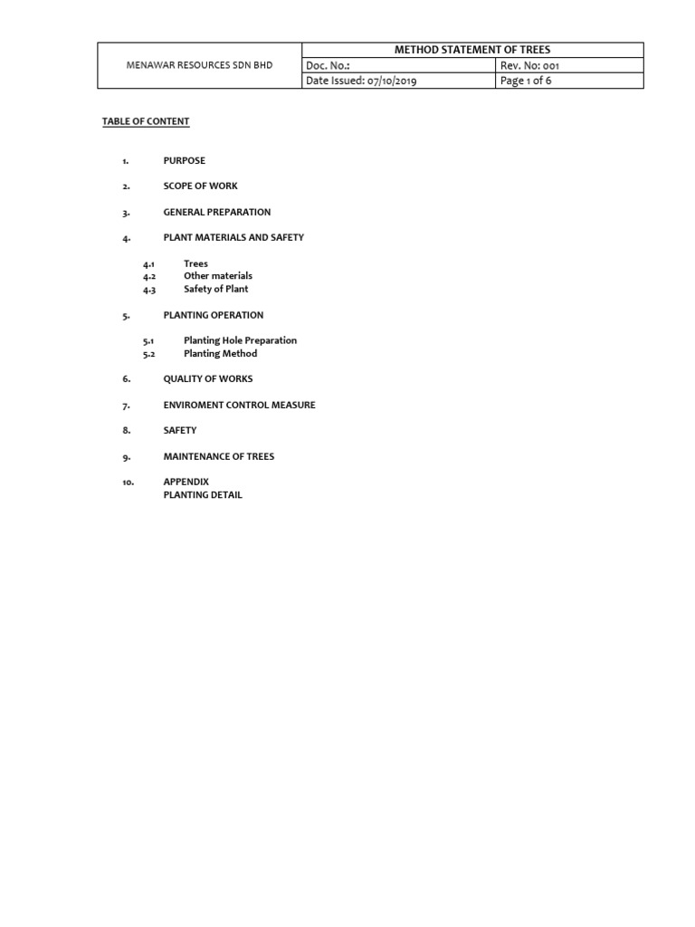 Method Statement For Trees | PDF | Surface Runoff | Mulch
