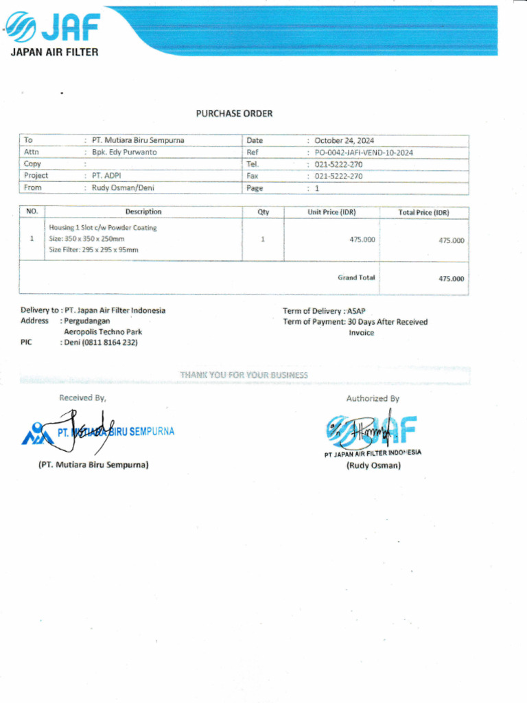 Po 0042 Jafi Vend 10 2024 | PDF