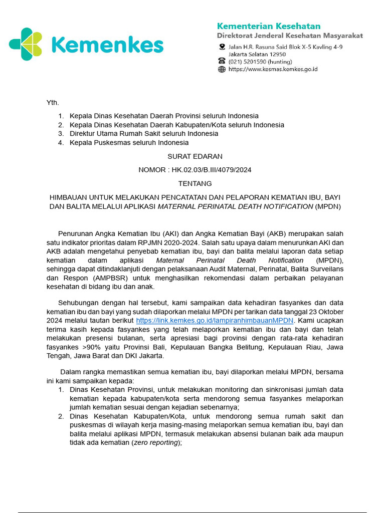 Se Himbauan Untuk Melakukan Pencatatan Dan Pelaporan Kematian Ibu, Bayi ...