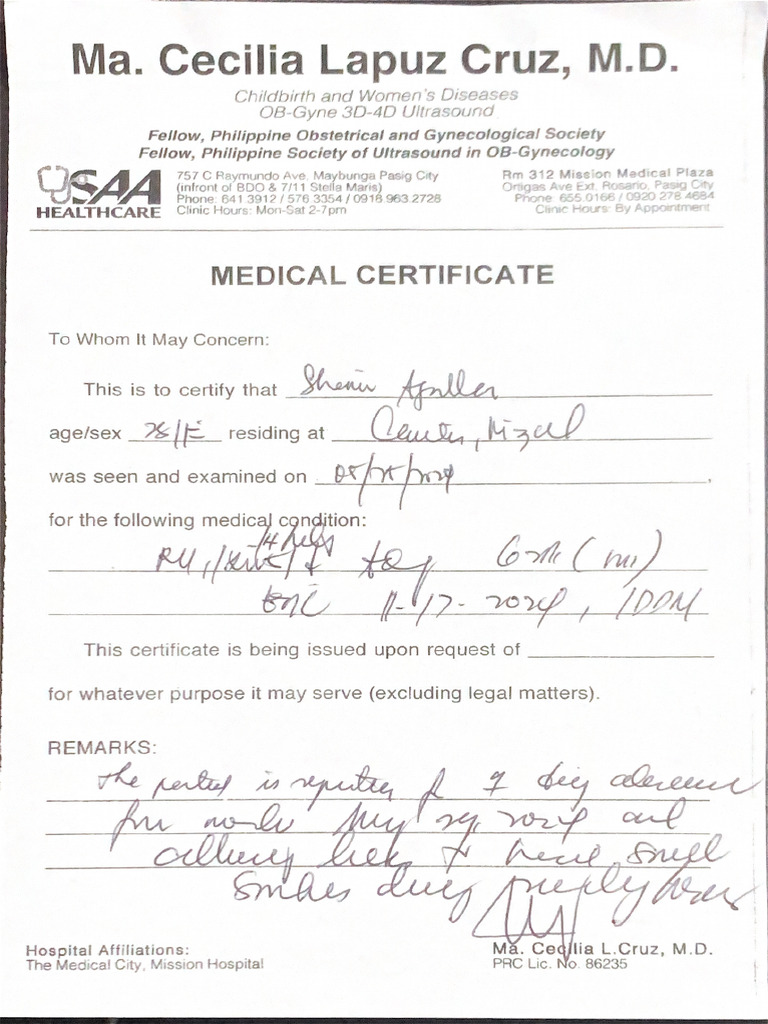 Med Cert | PDF