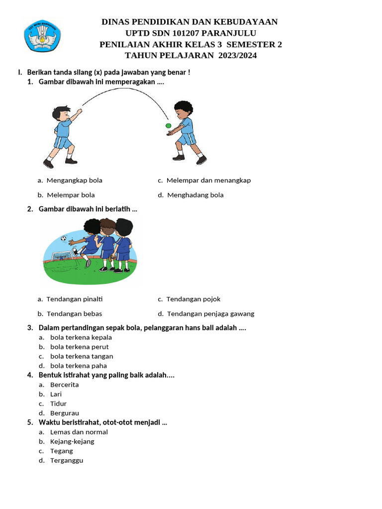 Soal & Jawaban PAS PJOK Kelas III K13 Ver. 2 - WEBSITE WWW - Kherysuryawan.id | PDF | Karier ...
