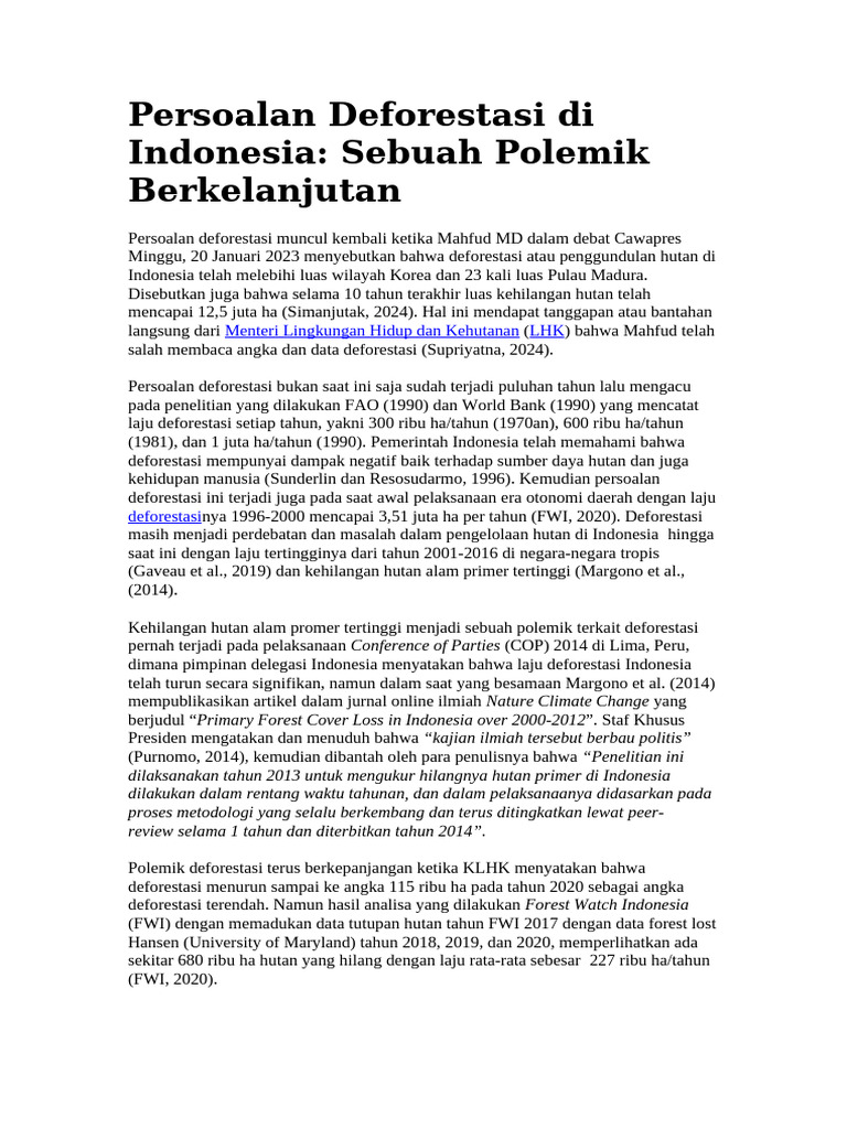 Persoalan Deforestasi Di Indonesia | PDF | Sains & Matematika