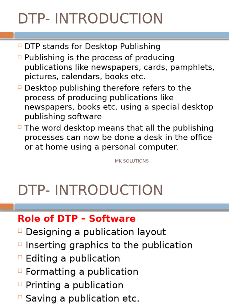 Introduction and Definition of DTP | PDF | Technology & Engineering