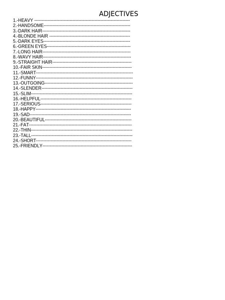 List of Descriptive Adjectives | PDF | Computers | Technology & Engineering