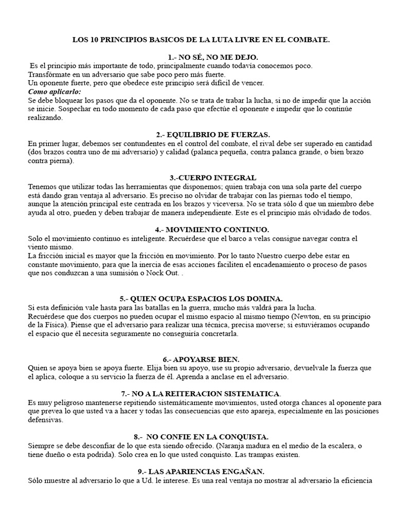 10 Principios de La LUTA LIVRE | PDF