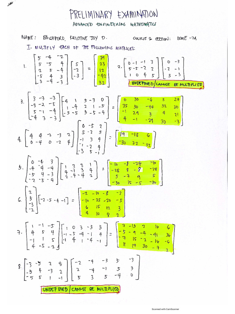 Advance Engineering Mathematics - PRELIMINARY EXAM | PDF