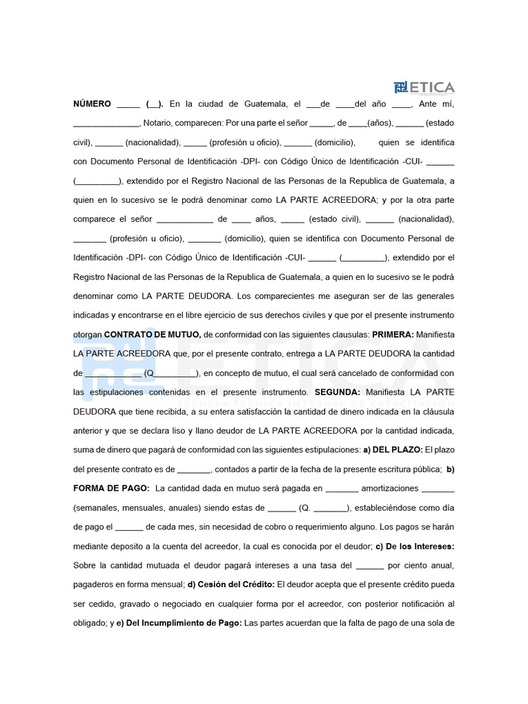 Contrato de Mutuo Simple | PDF | Pagos