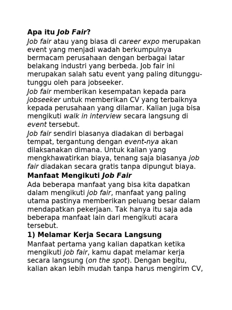 Apa itu Job Fair | PDF